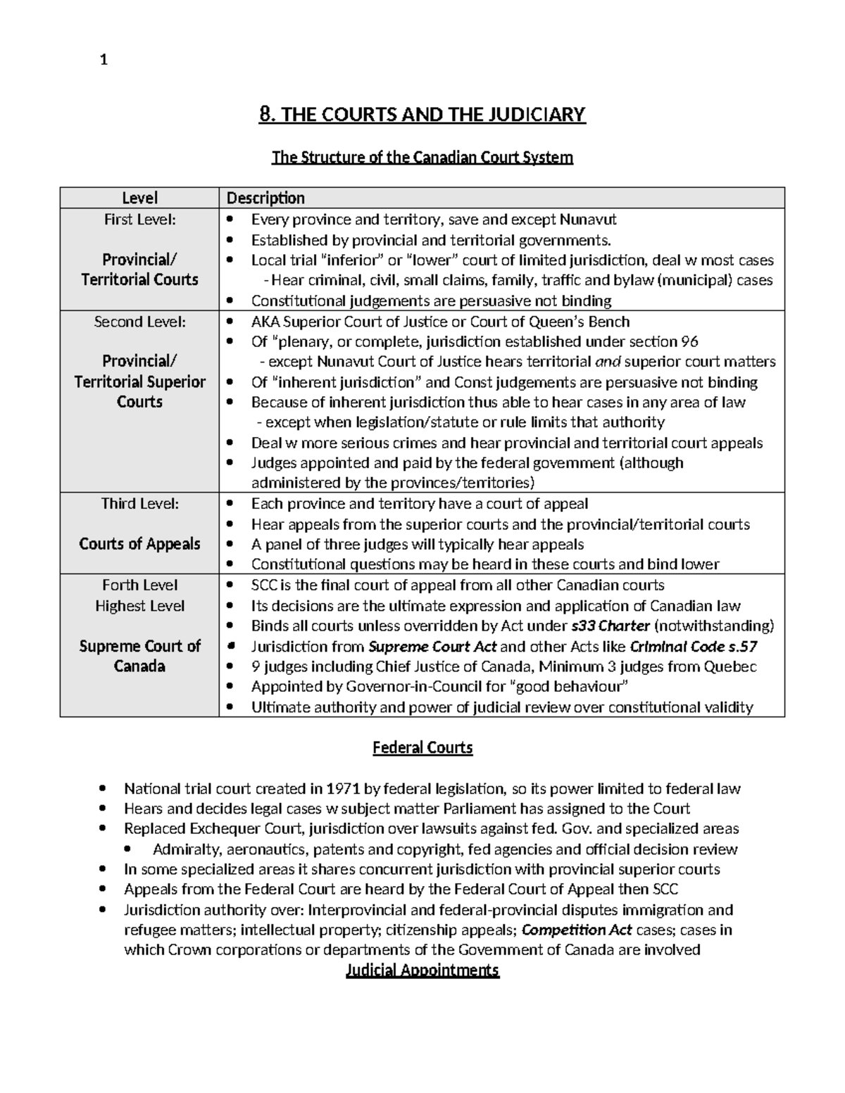 8 - The Structure and Function of the Canadian Court System - Studocu