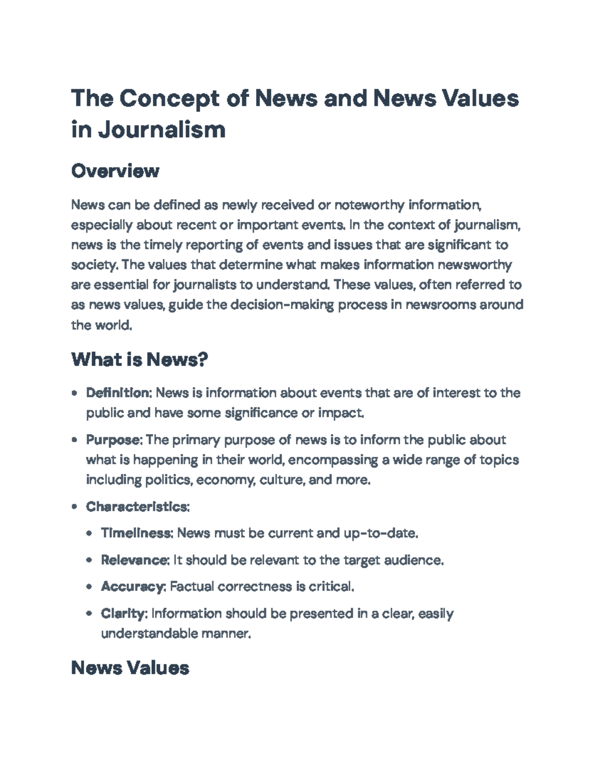 Understanding News Values in Journalism: Definition and Role - The ...