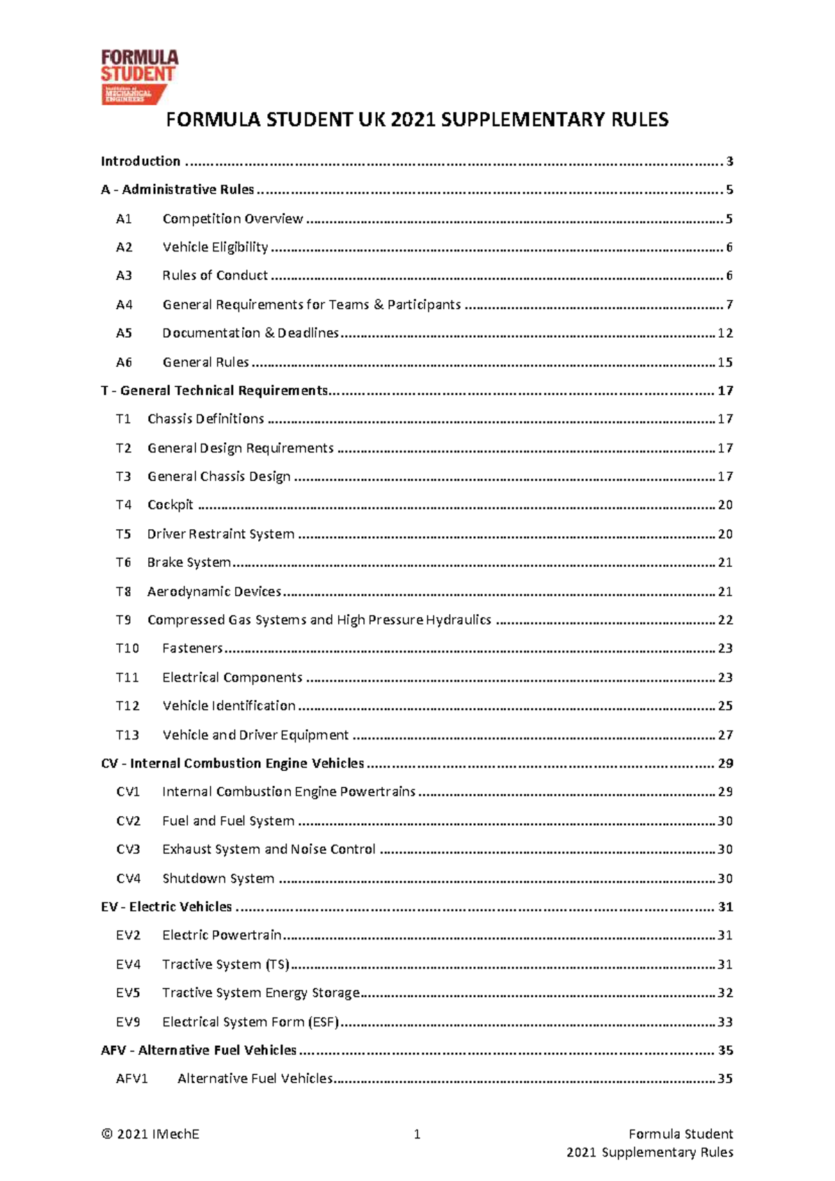 Fsuk rulebook - Formula student rule book - © 2021 IMechE 1 Formula ...