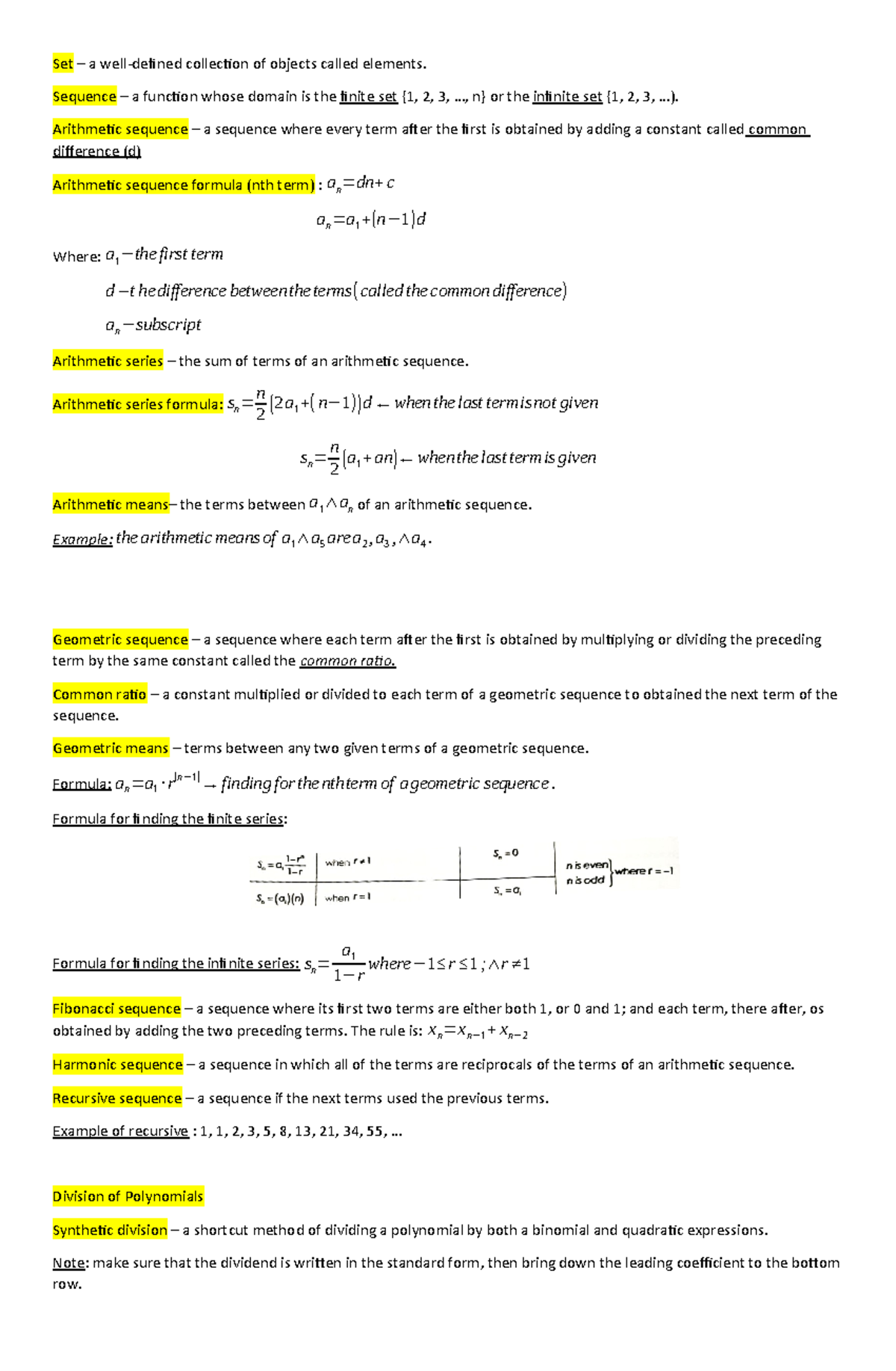 MATH 10 ( Lessons) - .... - Set – a well-defined collection of objects ...