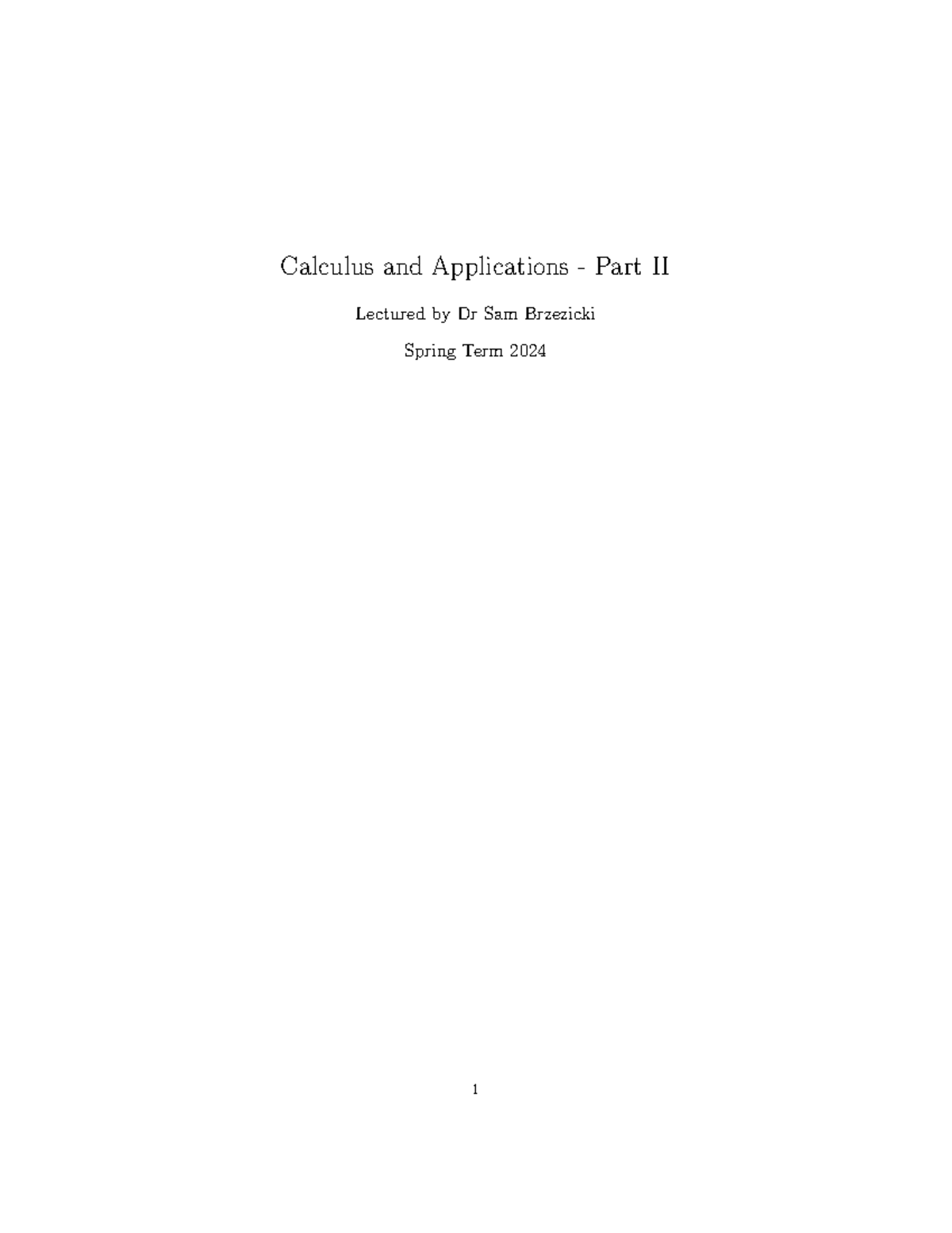 IC微积分Lecture Notes Part II - Ordinary Differential Equations ...