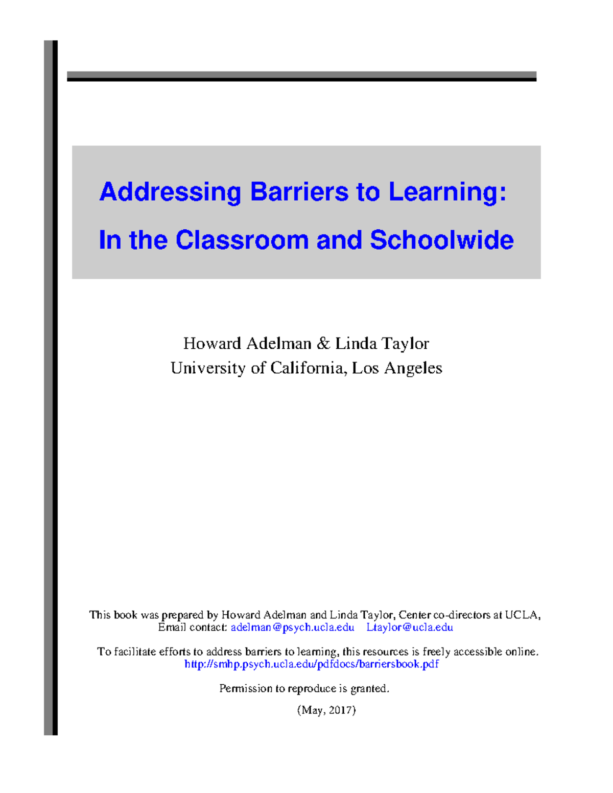 Addressing Barriers to Learning: Insights & Strategies by Adelman ...