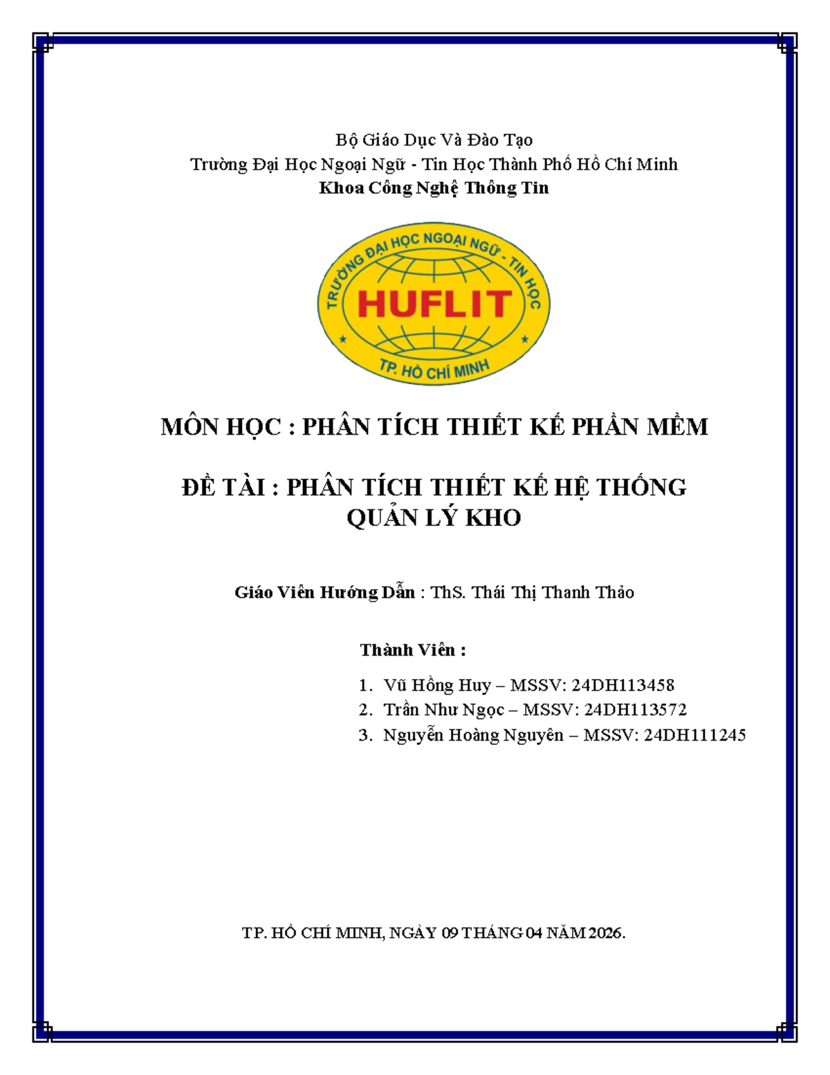 Phân Tích Thiết Kế Hệ Thống Quản Lý Kho - Môn PHÂN TÍCH THIẾT KẾ PHẦN ...