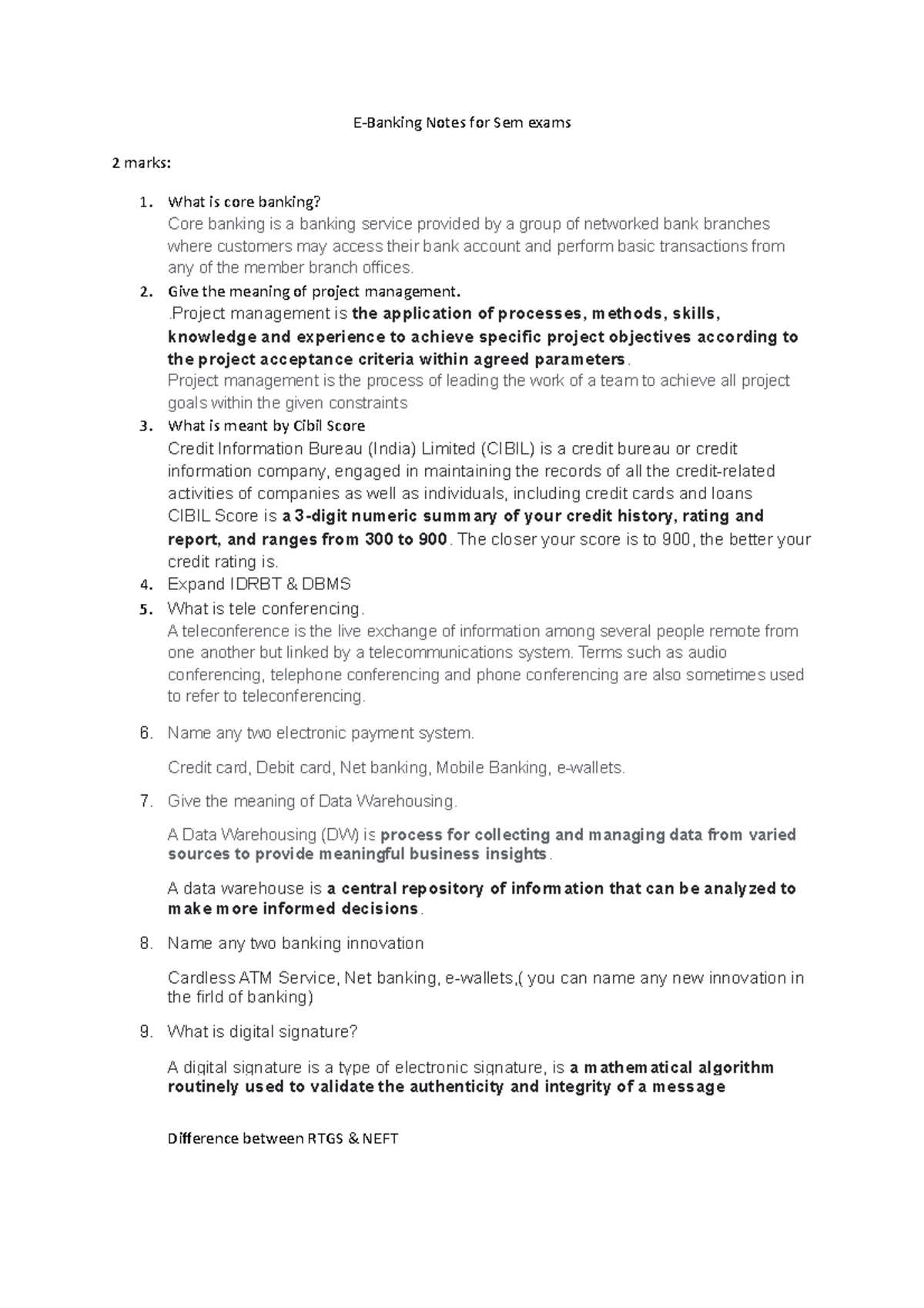 E-Banking Notes for Sem Exams: Key Concepts and Insights - Studocu