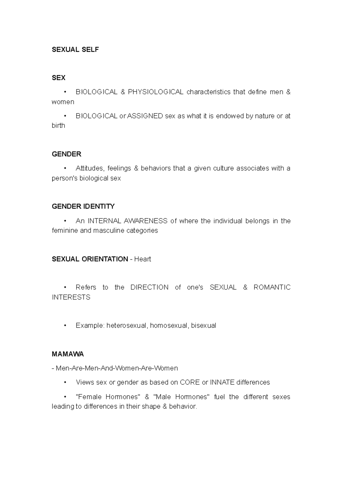 SEXUAL SELF: Biological & Psychological Aspects of Gender Identity ...