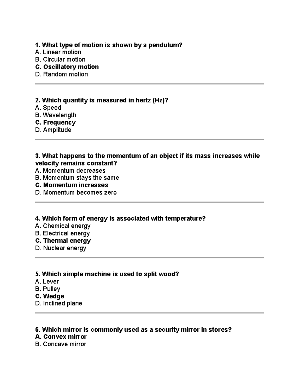 Physics Group Quiz (PHYS101) with Answers - Studocu