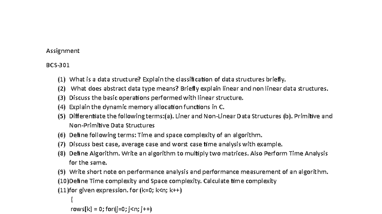 Assignment DSA - Data Structures Overview and Operations - Studocu
