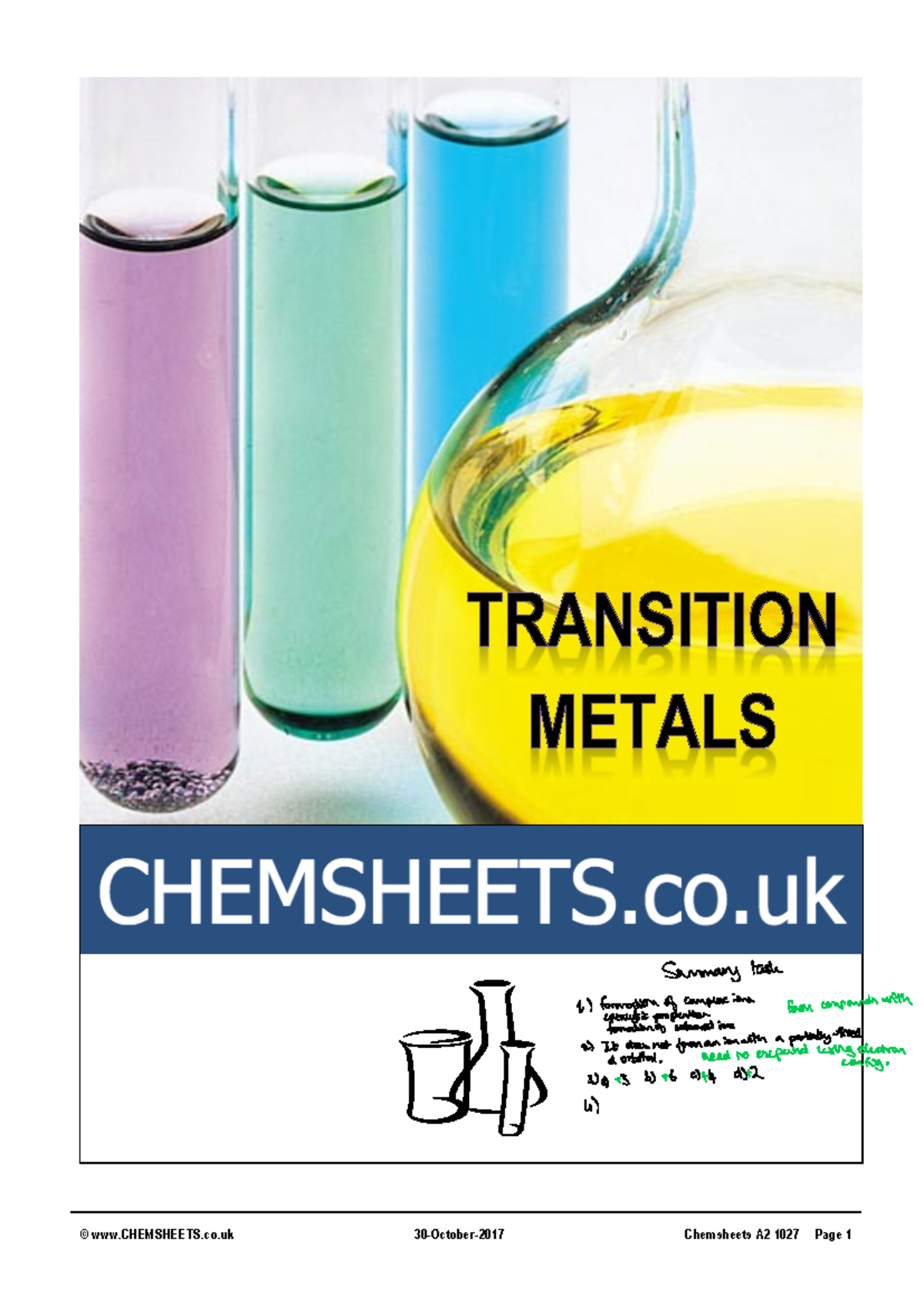 T-metal - chem sheets booklet - SECTION 1 – Introduction 1) Electron ...