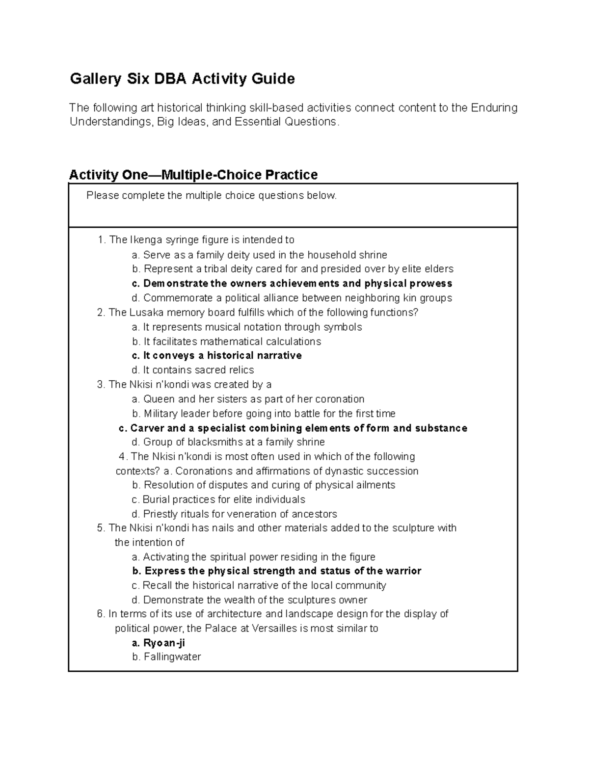 Module 6 DBA Activity Guide: Art Historical Thinking Exercises - Studocu