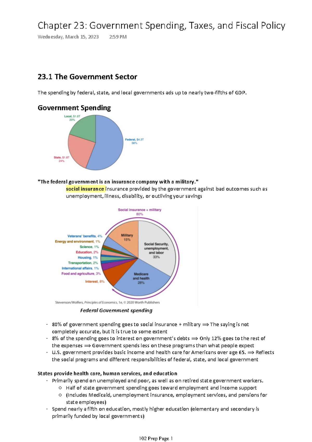 ECO102 Chapter 23 Government Spending, Taxes, and Fiscal Policy - 23 ...