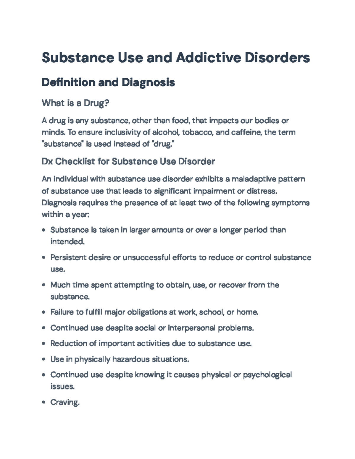 Substance Use and Addictive Disorders: Definition, Diagnosis, and ...