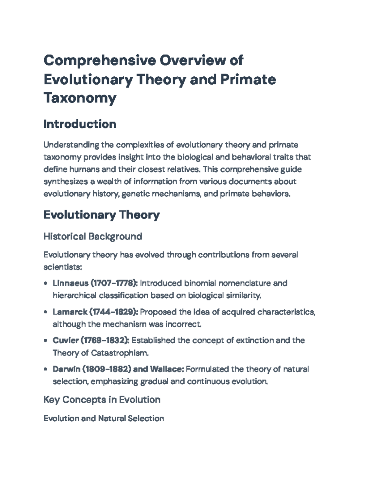 Comprehensive Guide to Evolutionary Theory and Primate Taxonomy ...