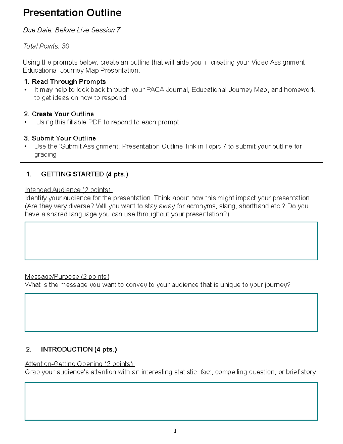 Presentation Outline Assignment - Presentation Outline Due Date: Before ...