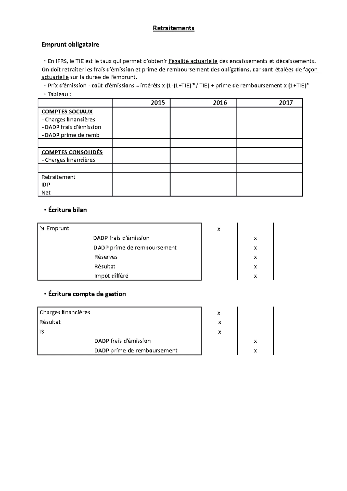 Retraitements Comptables - RETRAITEMENTS COMPTABLES I. Principes ...