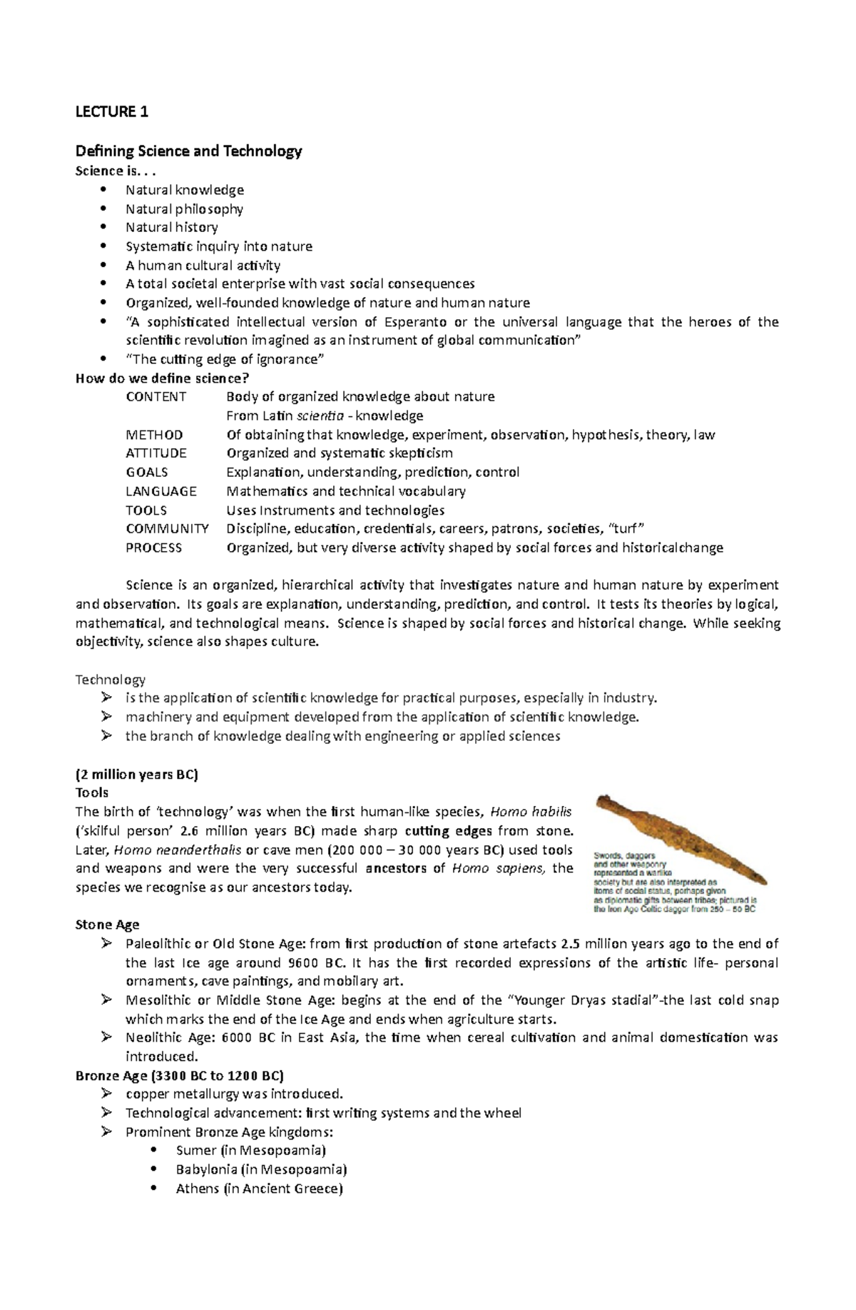 GEd-109-STS: Lecture 1 - Overview of Science and Technology - Studocu