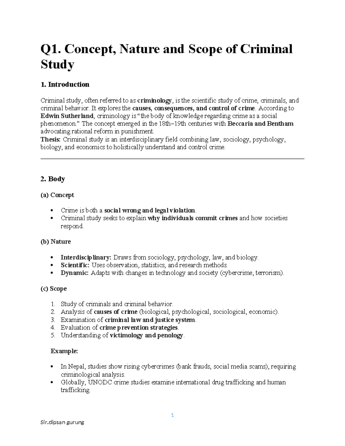 Criminology & Penology Notes: Concepts, Methods, and Police Roles - Studocu