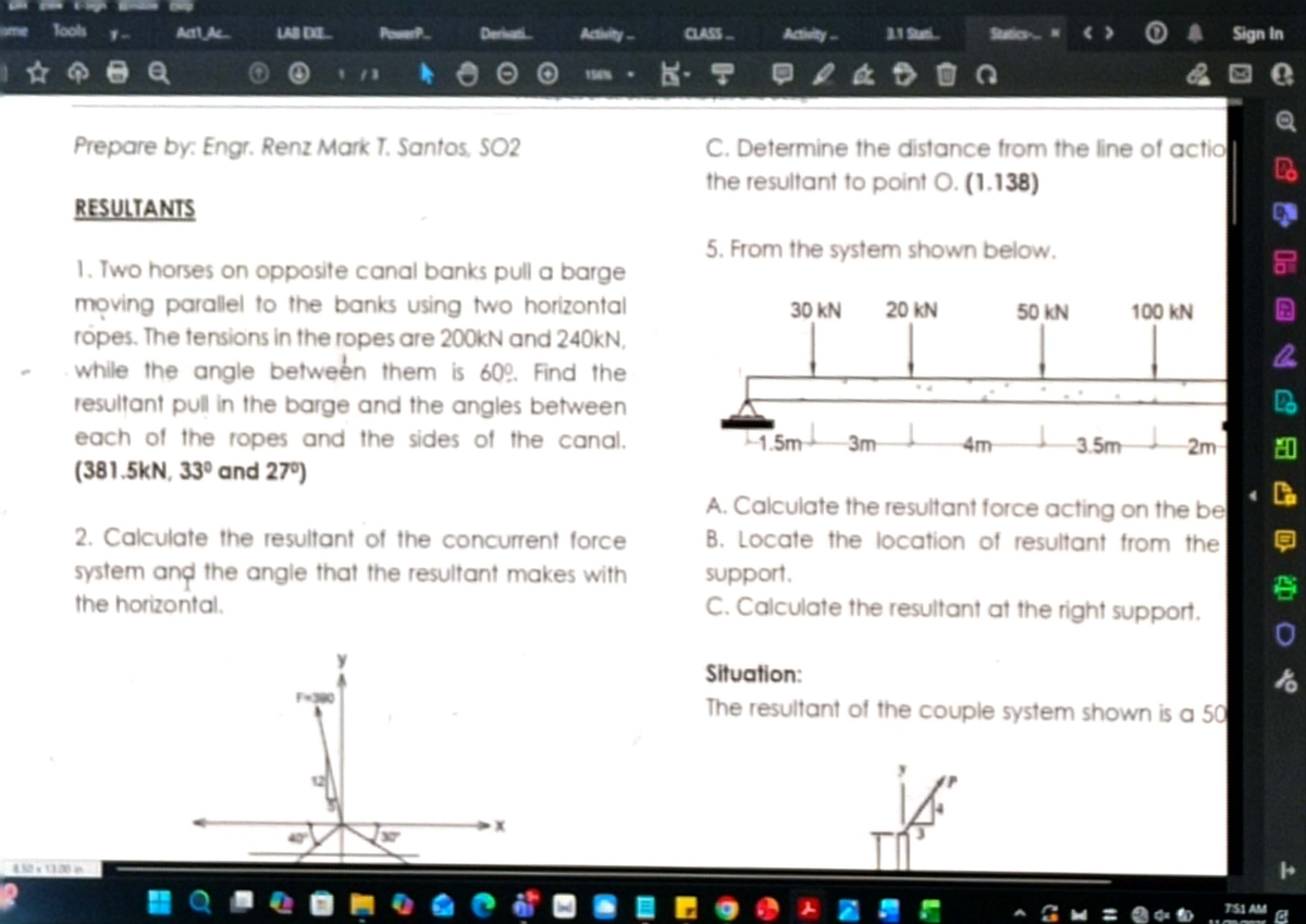 Tools 7 Activity 11: Resultant Forces and Calculations - Studocu