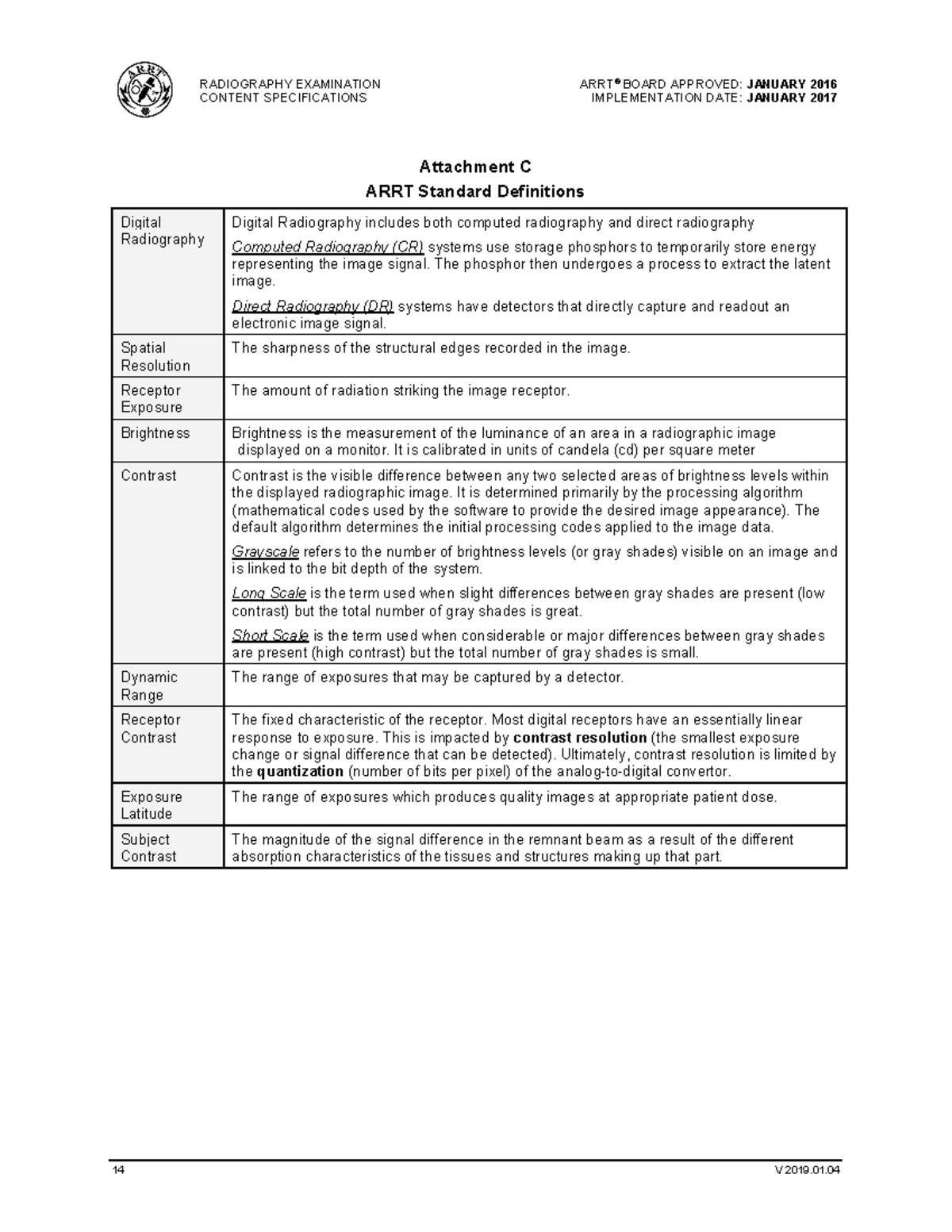 ARRT® Standard Definitions for Radiography - Key Terms Explained - Studocu