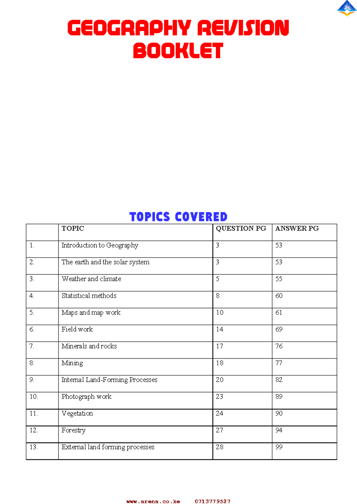 Geography Revision Booklet: Key Topics and Questions (GEOG 101) - Studocu