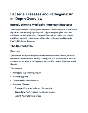 Microbiology Final Exam Review: Spirochetes & Curviform Bacteria - Studocu