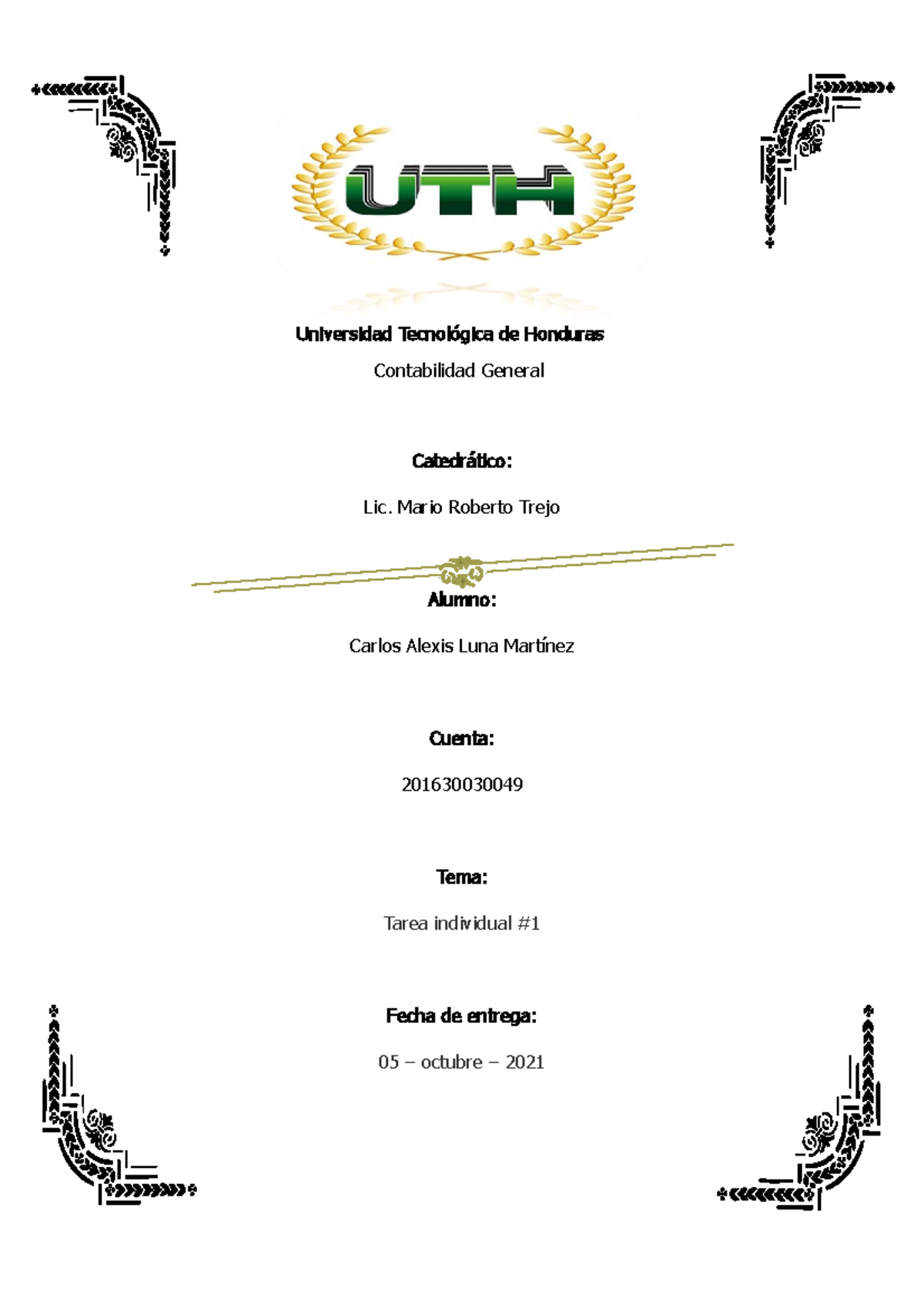 Tarea 1 Contabilidad - primer parcial - uth - Universidad Tecnológica ...