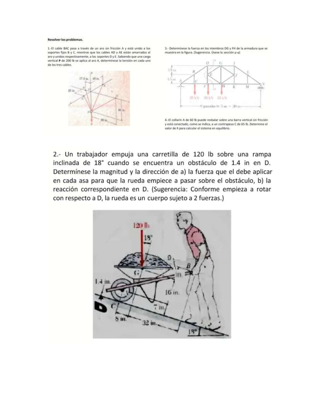 ETS Estatica 2025 - Ejercicios de Fuerzas y Equilibrio - Studocu