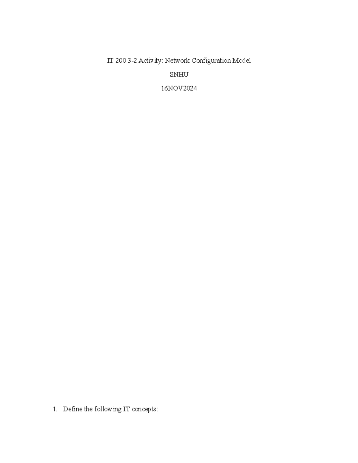 IT 200 Activity: Network Configuration Model Overview - Studocu