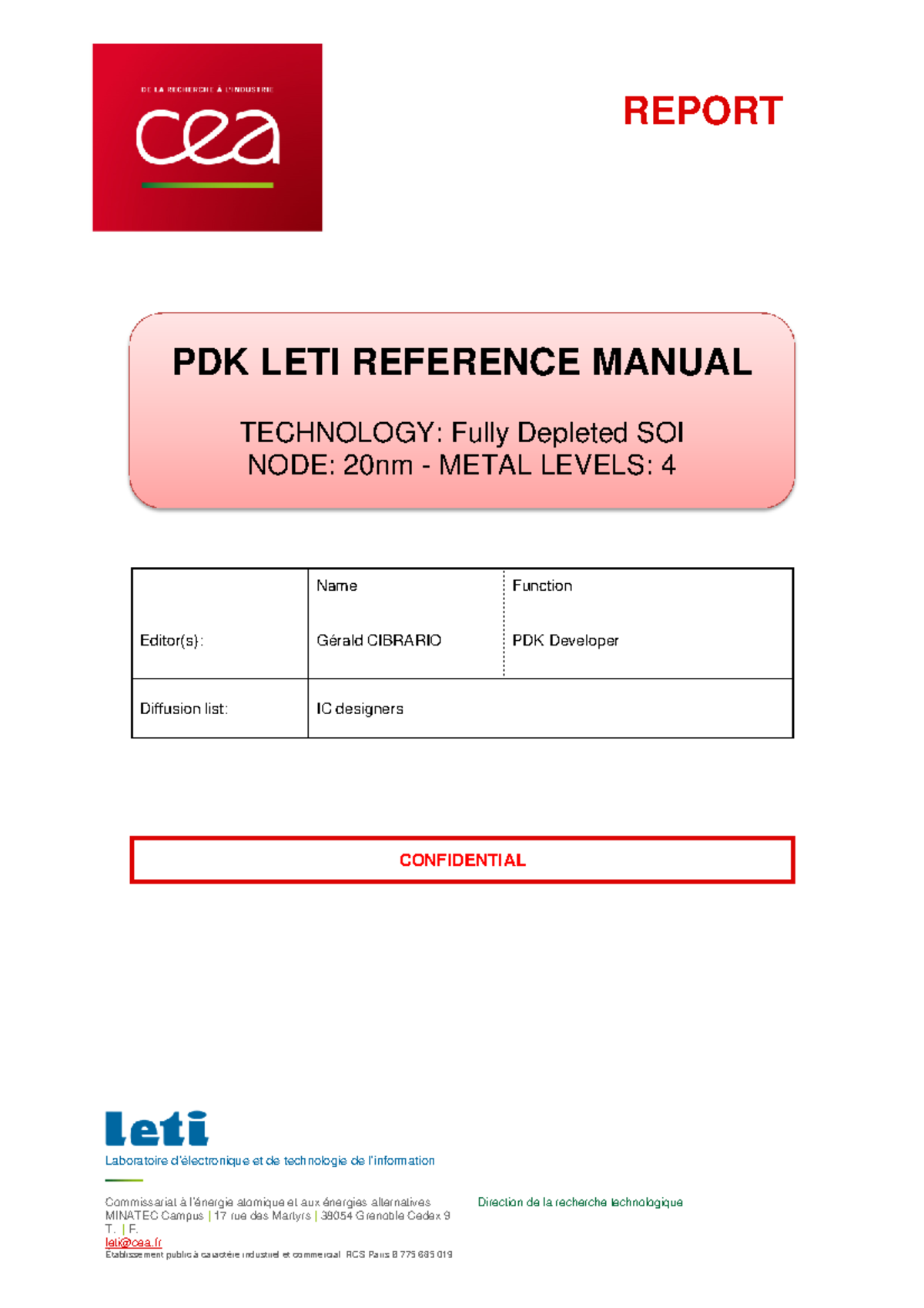 PDK LETI FDSOI 20nm Reference Manual: Installation & Design Flow - Studocu