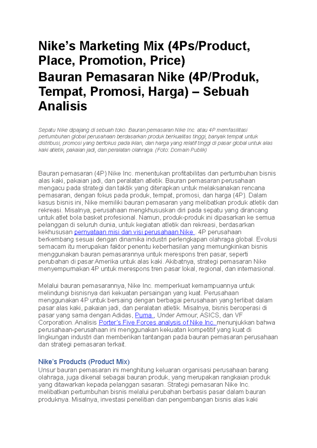 Analisis Bauran Pemasaran Nike (4P): Strategi dan Perkembangan Bisnis ...