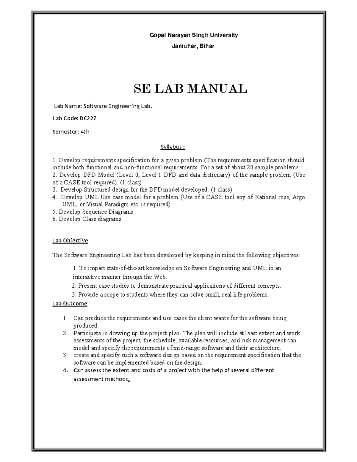 SE Lab Manual (BC) - Software Engineering Tools & Techniques - Studocu