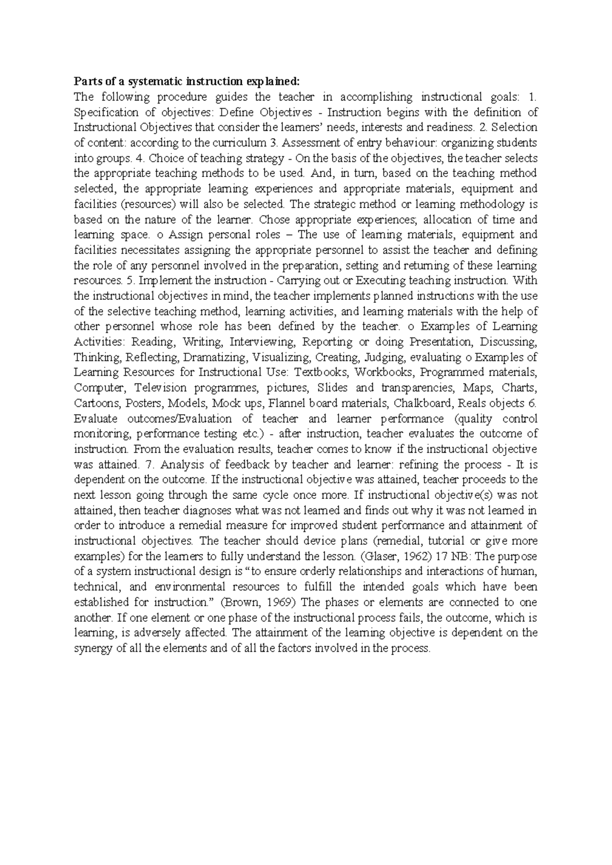 Systematic Instruction Design: Key Components Explained - Studocu