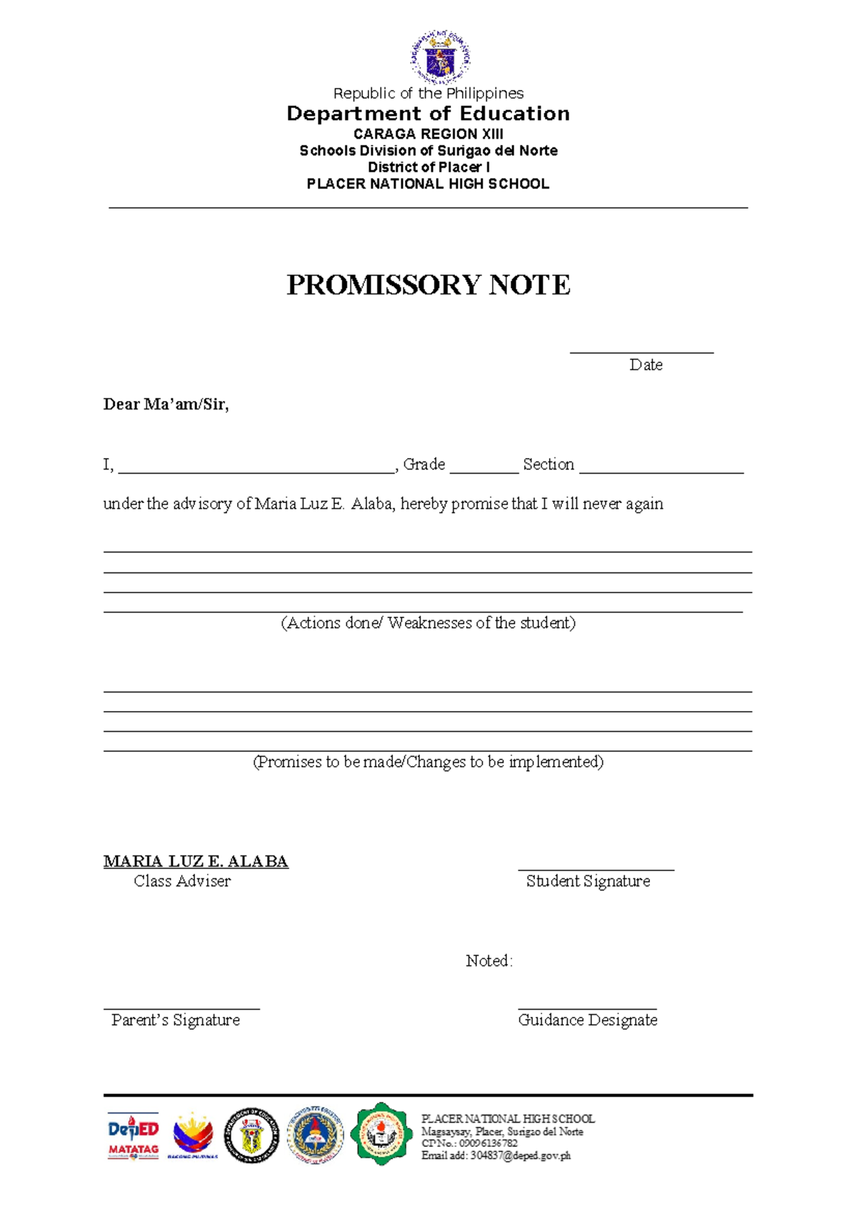 310909987 Guidance Promissory Note - Republic of the Philippines ...