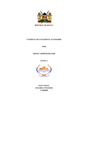Office admin curr level 6 - REPUBLIC OF KENYA COMPETENCY BASED ...