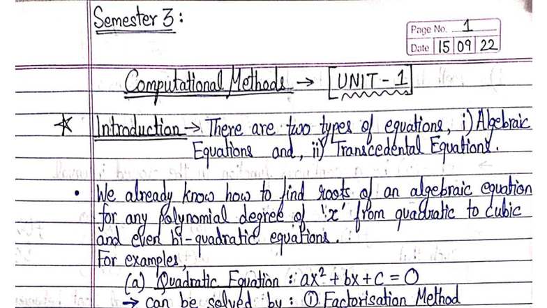 CM - Complete Unit 1 Notes on Computational Methods - Studocu