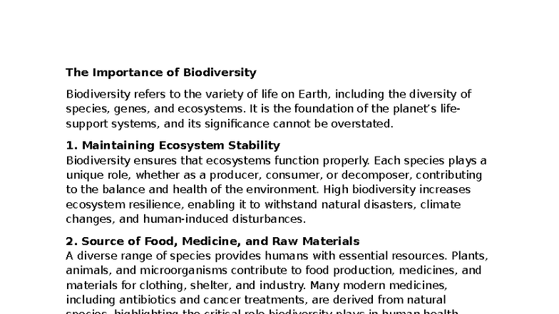 The Importance of Biodiversity: Ecosystem Stability & Human Benefits ...