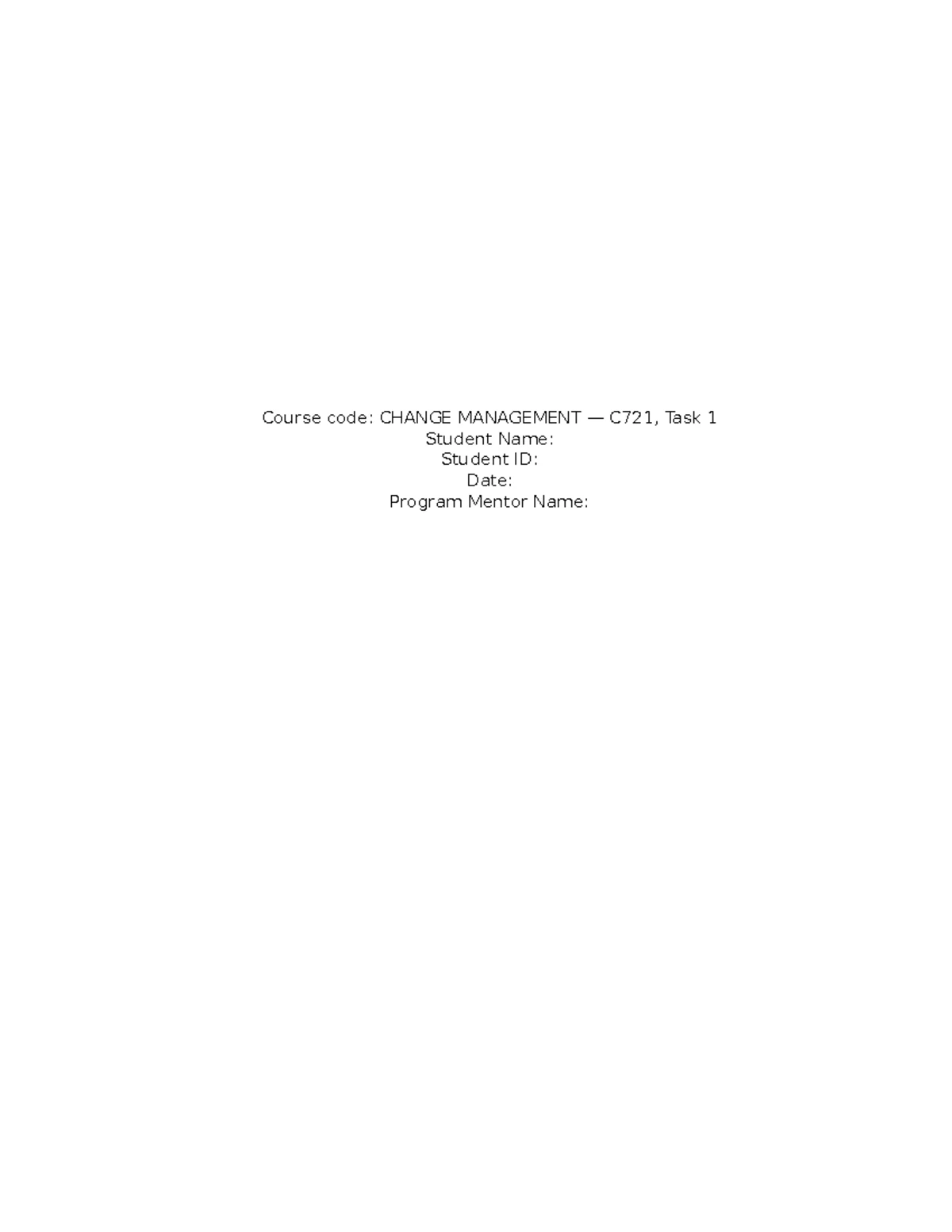 C721 Change Management: Transitioning to a Learning Organization - Studocu