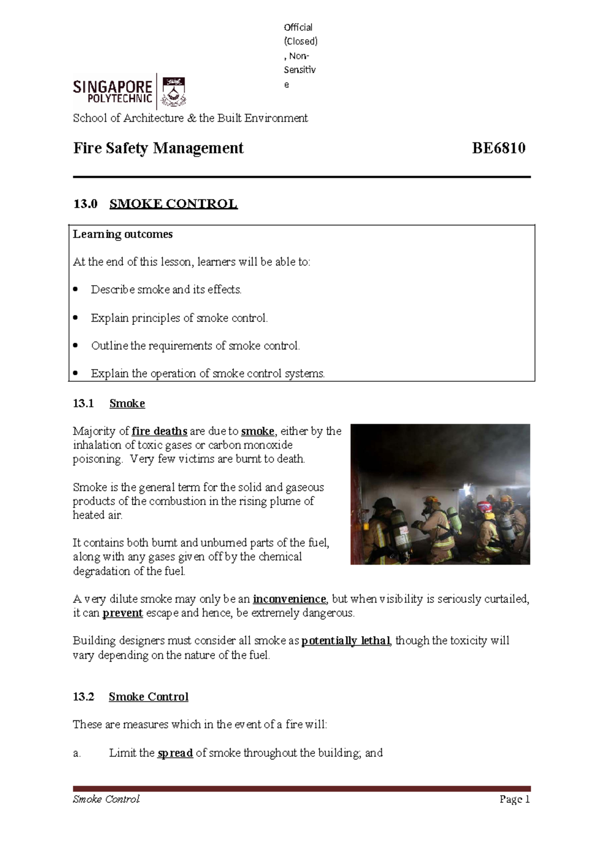 BE6810 Smoke Control: Principles and Systems in Fire Safety Management ...