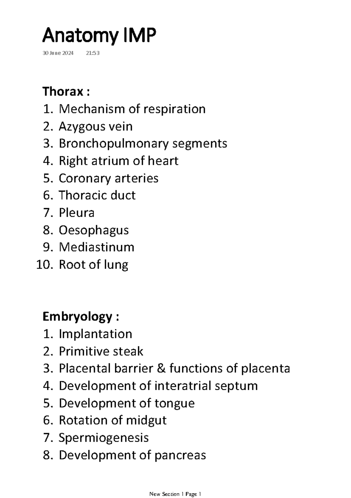 Anatomy IMP: Comprehensive Overview of Thorax, Abdomen, and More - Studocu