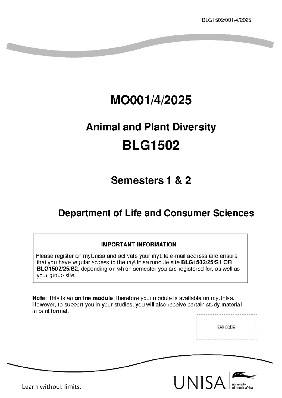 Animal and Plant Diversity Study Guide (BLG1502) for 2025 - Studocu