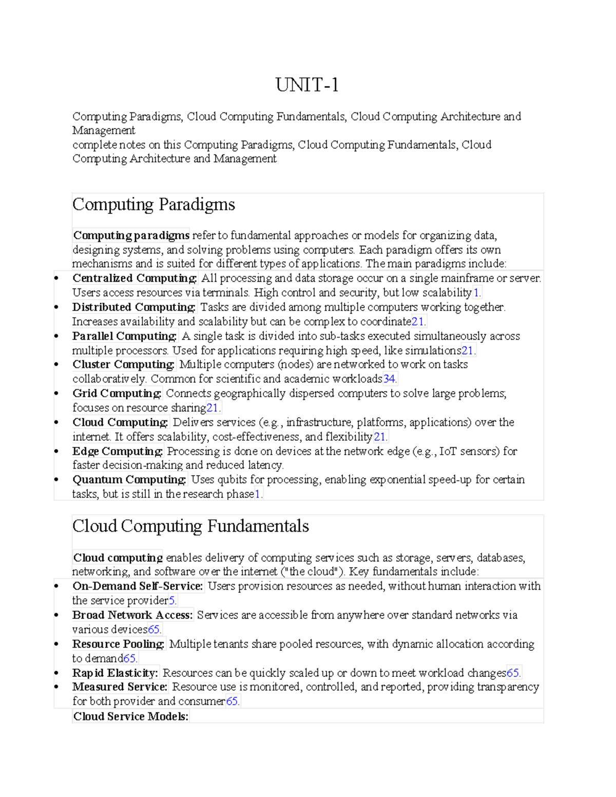 FDCVB: Comprehensive Notes on Cloud Computing Paradigms and ...