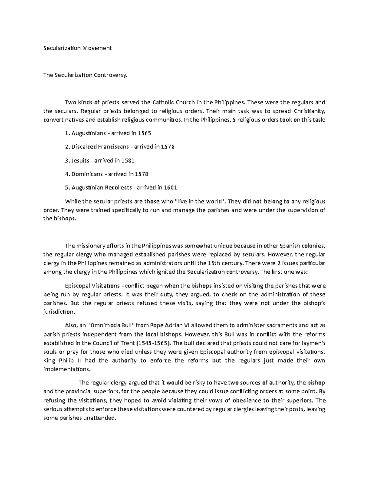 Secularization Movement: Insights from Chapters 7-8 Analysis - Studocu