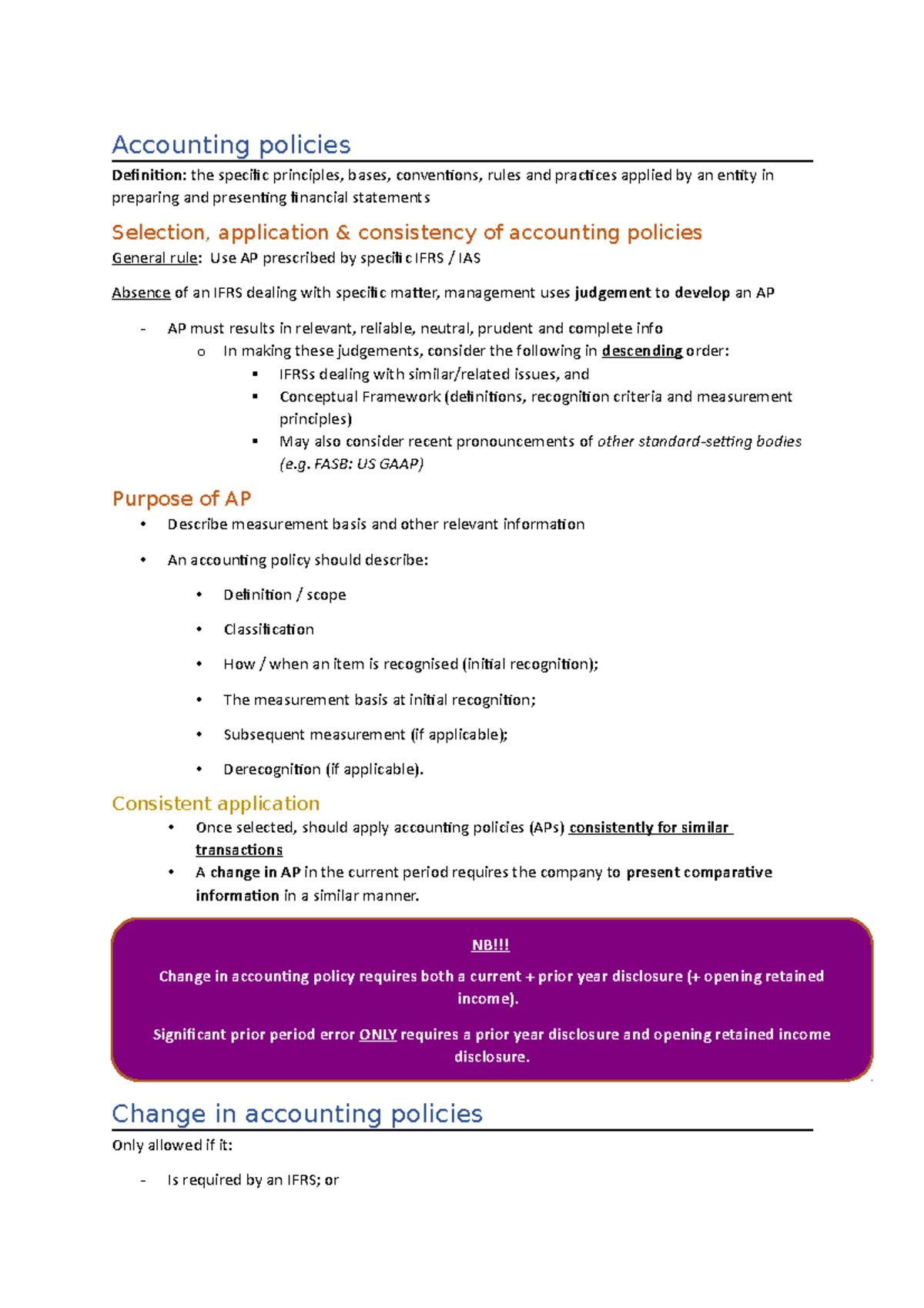 Accounting Policies: Principles, Changes, and Consistency Review - Studocu