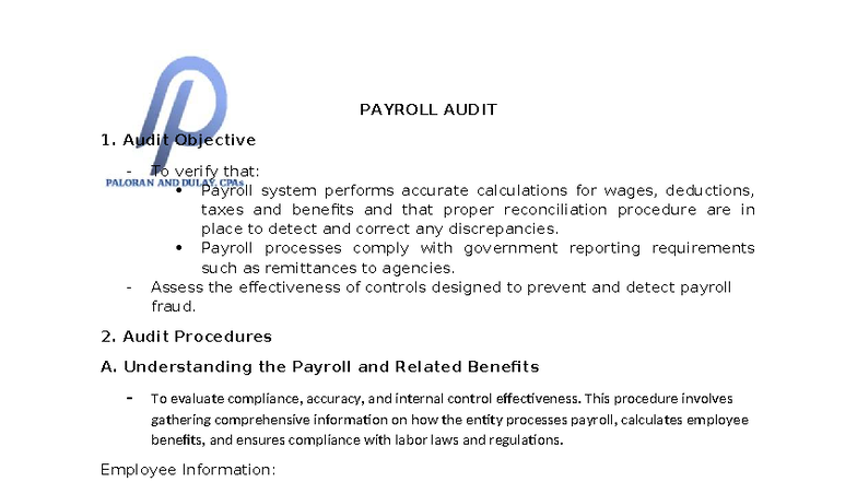 PAYROLL AUDIT REPORT: 2019 Compliance & Discrepancy Analysis - Studocu
