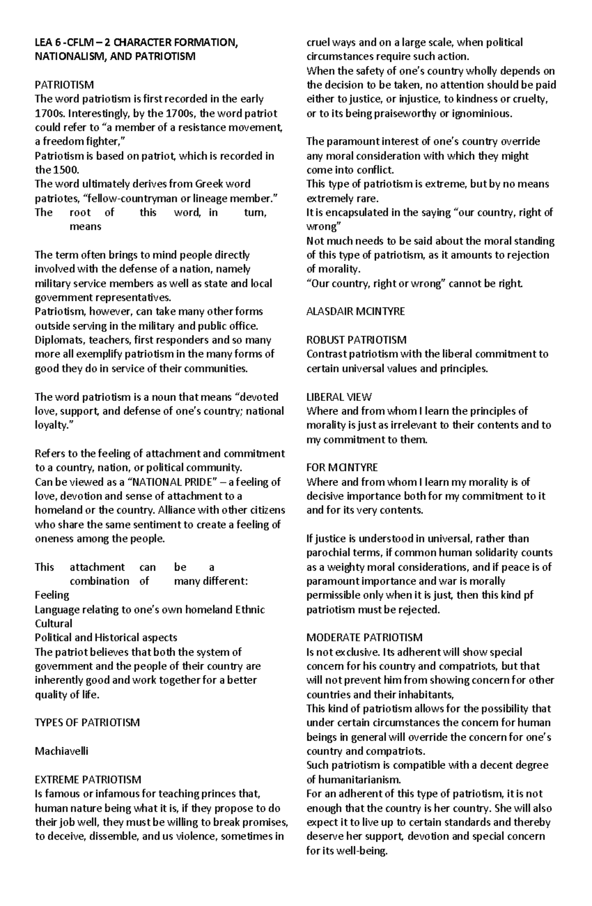 LEA 6: Understanding Character Formation, Nationalism, and Patriotism ...