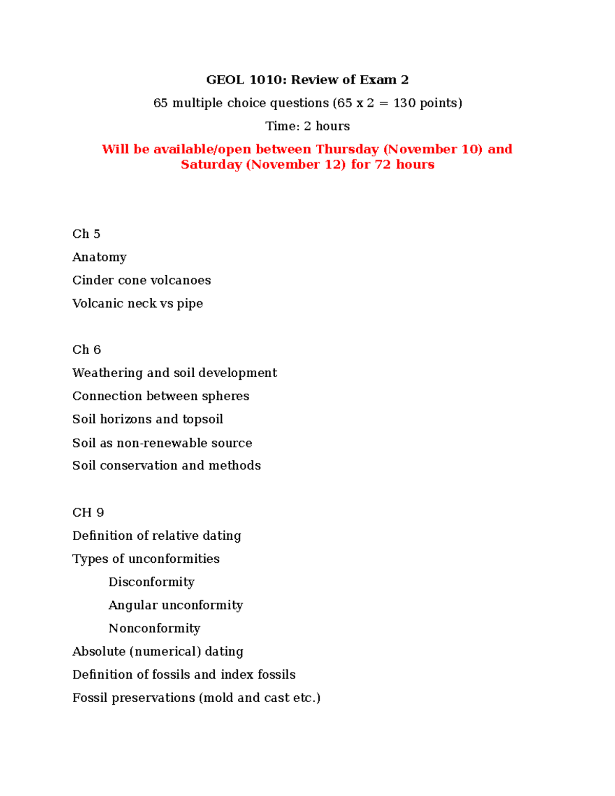 GEOL 1010: Comprehensive Guide for Exam 2 Review - Studocu