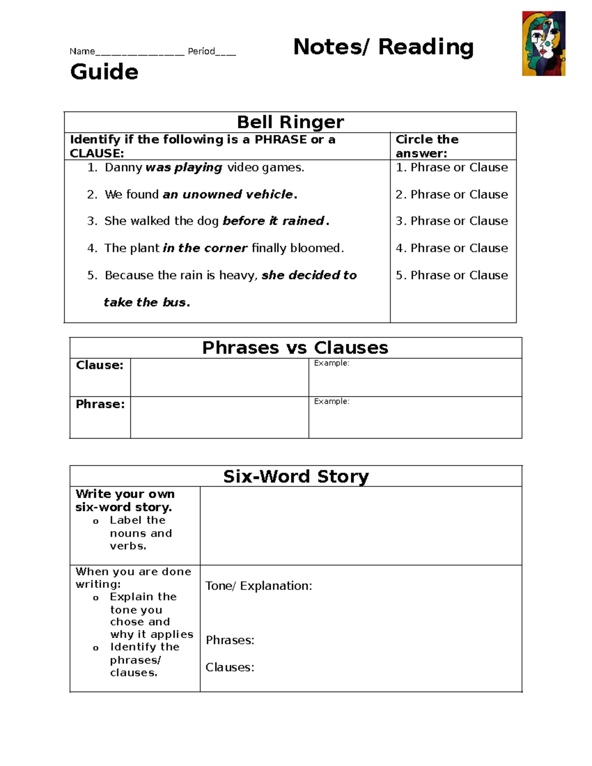 Lesson 4 Notes & Reading Guide: Phrases vs Clauses Analysis - Studocu