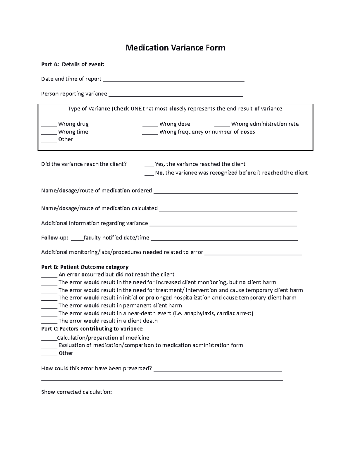 Medication Variance Report: Key Details & Patient Outcomes Analysis ...