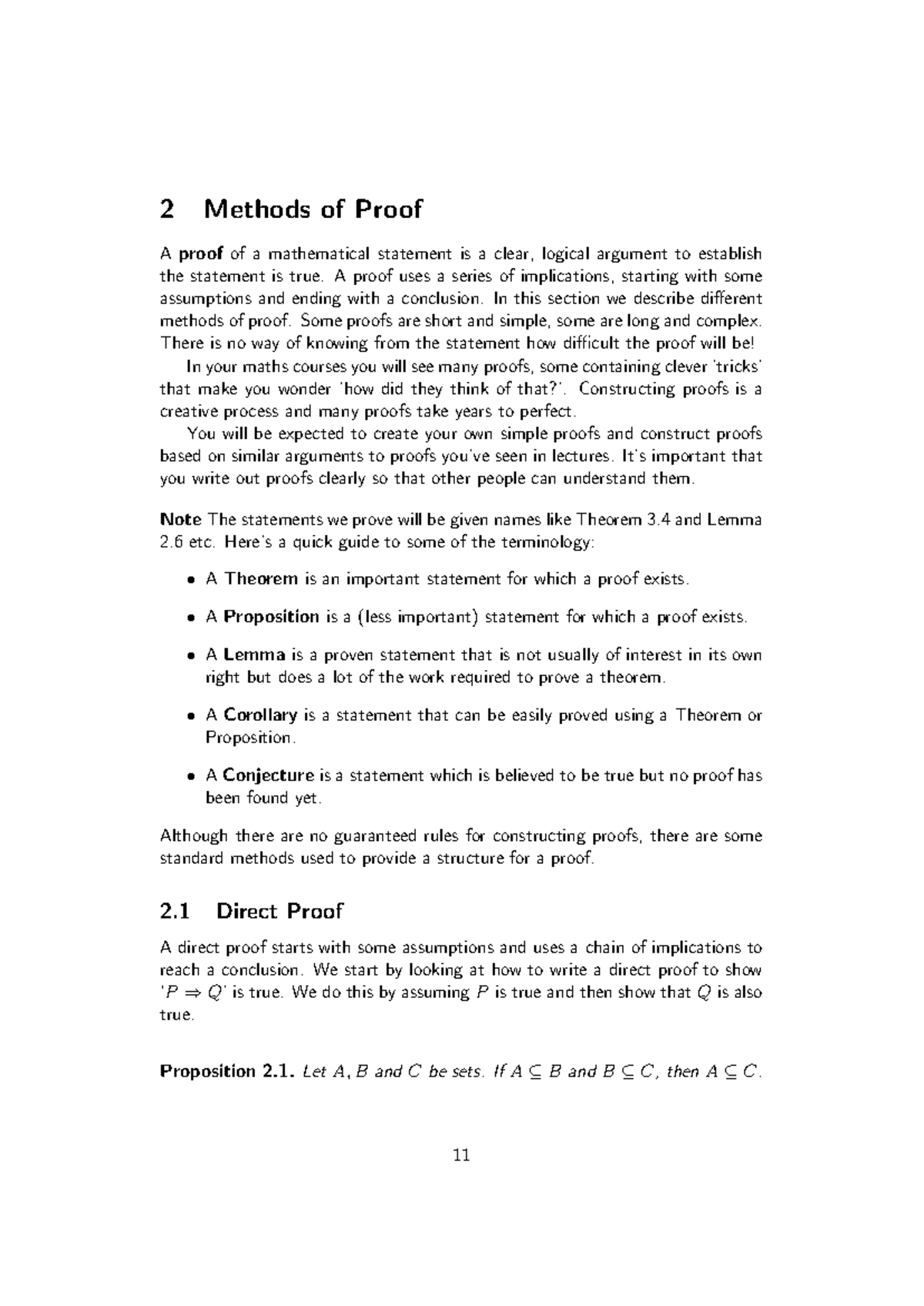 Methods of Proof in Mathematics: Section 2 Overview - Studocu