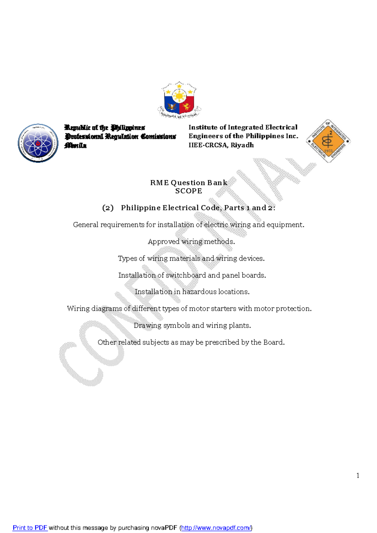 Toaz - elecrtical - 1 RME Question Bank SCOPE (2) Philippine Electrical ...
