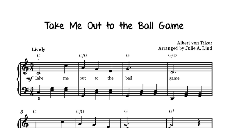 Take Me Out to the Ball Game Sheet Music Arrangement - Studocu